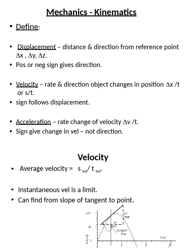 Kinematics Review | PDF | Velocity | Acceleration