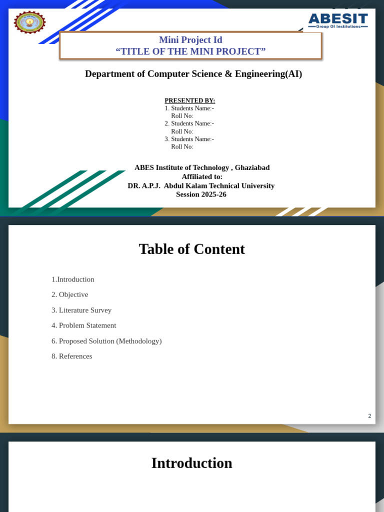 Format of Mini Project 2025-26 | PDF
