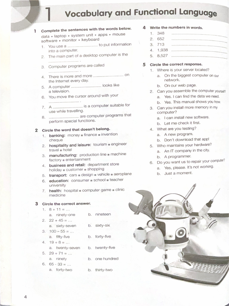 Vocabulary and Functional Language | PDF