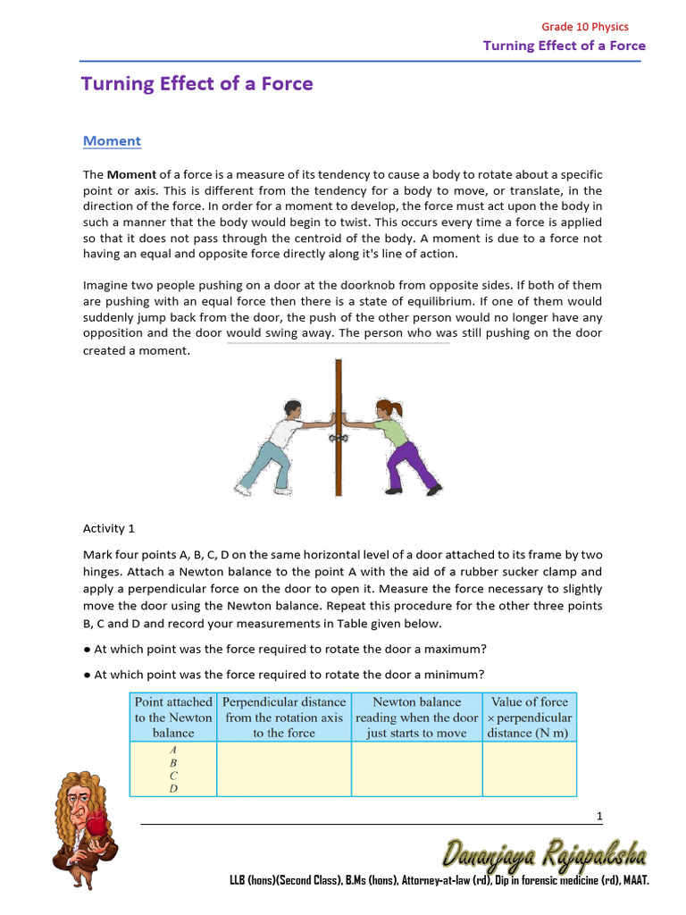 11 Turning Effect of A Force | PDF | Force | Rotation