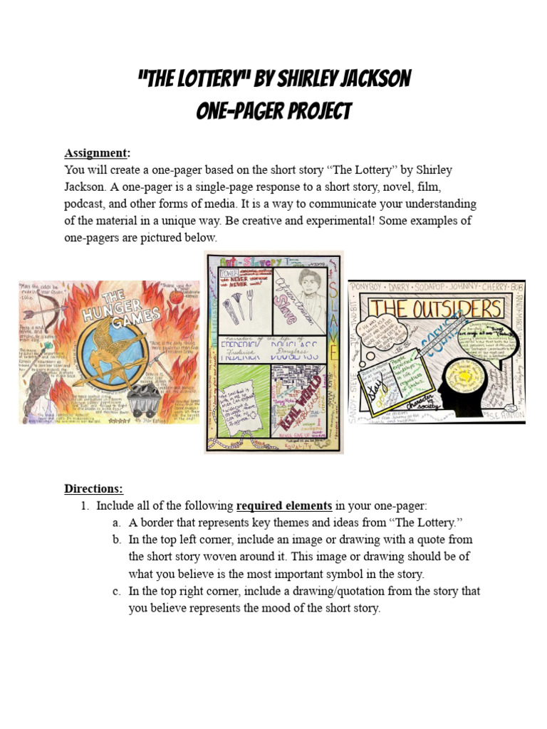 The Lottery One-Pager Assignment | PDF