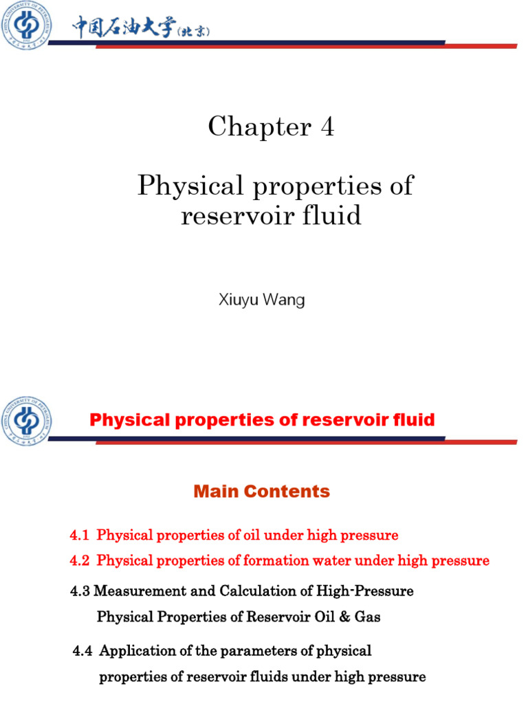 Chapter 4 Physical Properties of Reservoir Fluid | PDF | Petroleum Reservoir | Viscosity