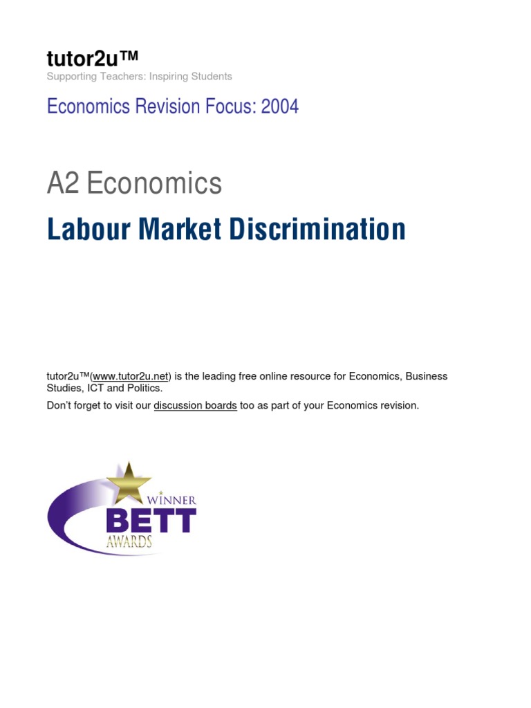 A2 Labour Market Discrimination | PDF | Gender Pay Gap | Employment