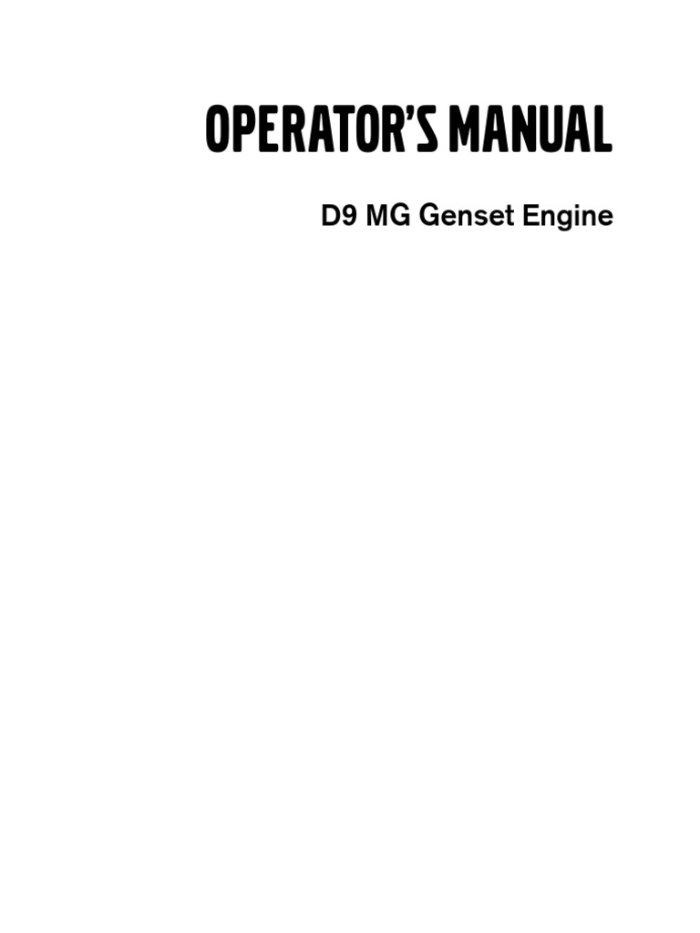 Operator'S Manual: D9 MG Genset Engine | PDF | Battery (Electricity ...