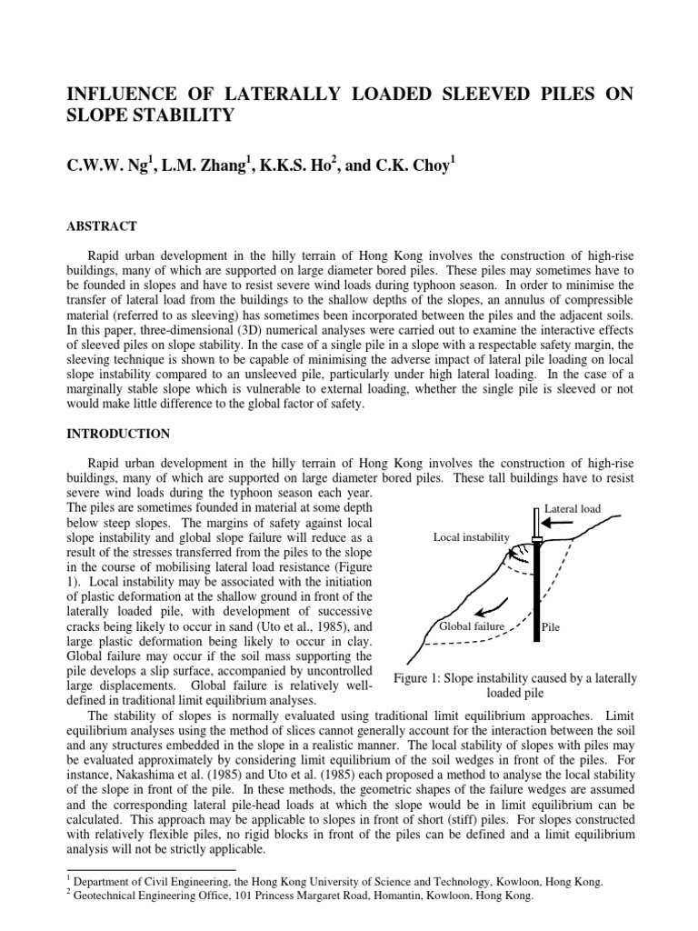 Sleeved Piles and Slope Stability Analysis | PDF | Strength Of ...