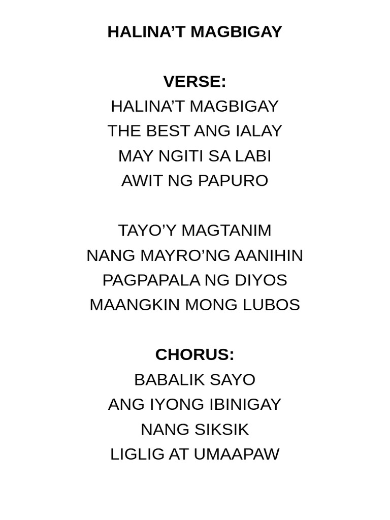 Halina't Magbigay | PDF