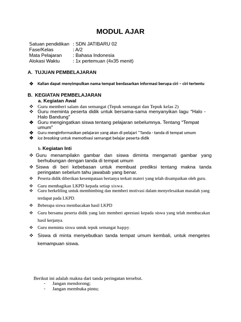 Modul Ajar Bhs - Indo | PDF