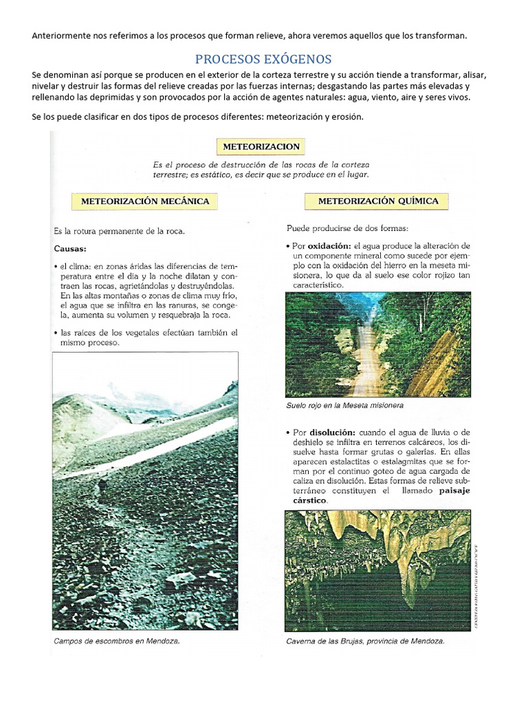 Procesos Exógenos en la Transformación del Relieve | PDF
