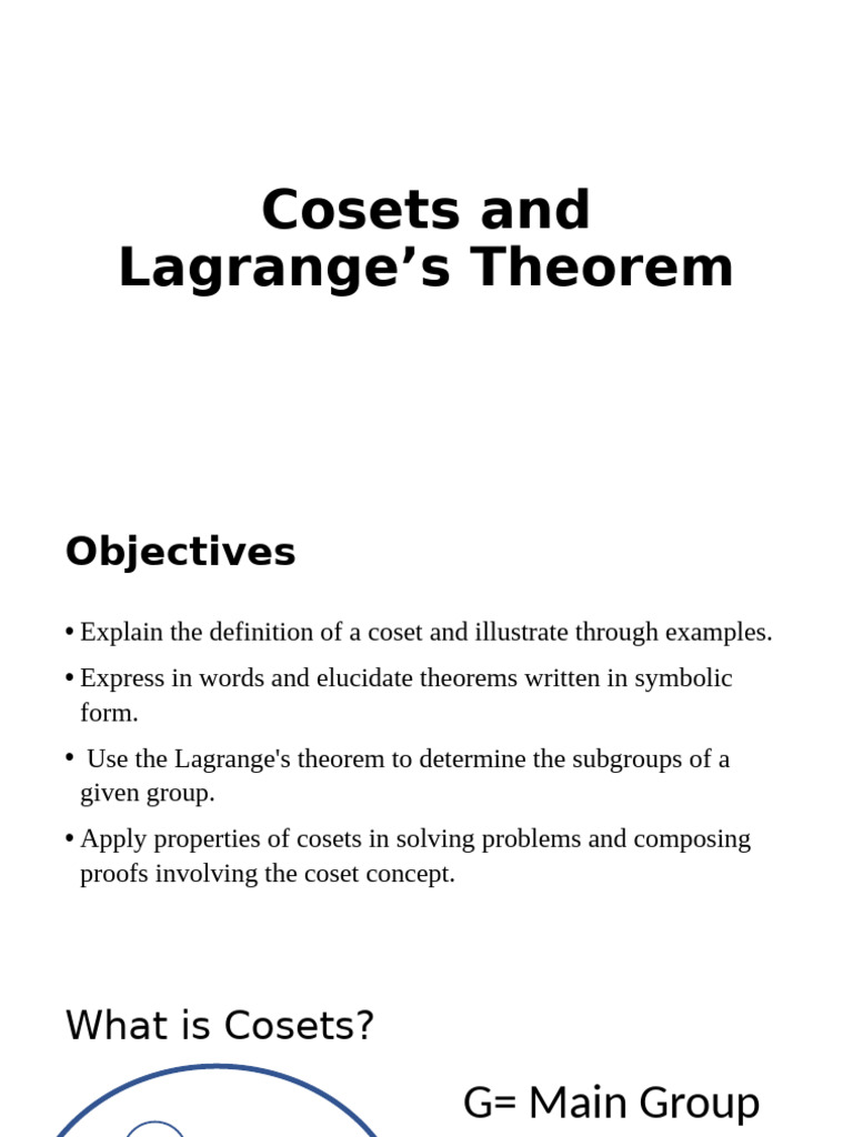 Cosets and Lagrange Theorem | PDF | Group (Mathematics) | Algebraic Structures