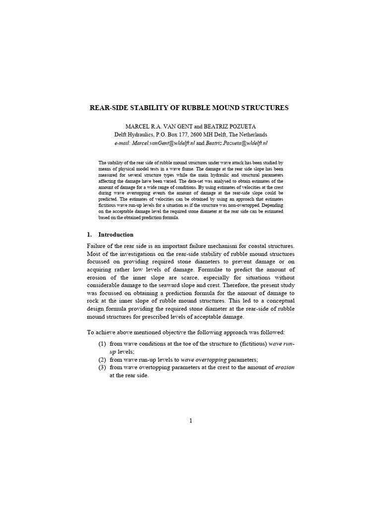 Rear Side Stability of Rubble Mound Breakwater | PDF | Waves