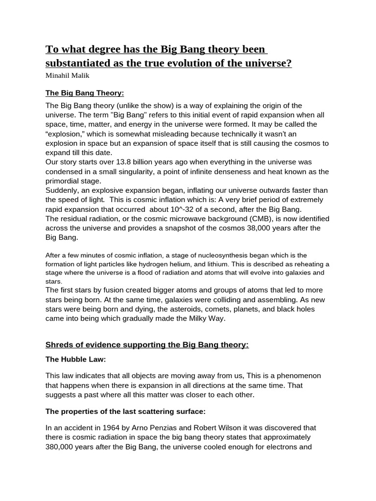 The Big Bang - Evolution of The Universe | PDF | Big Bang | Universe
