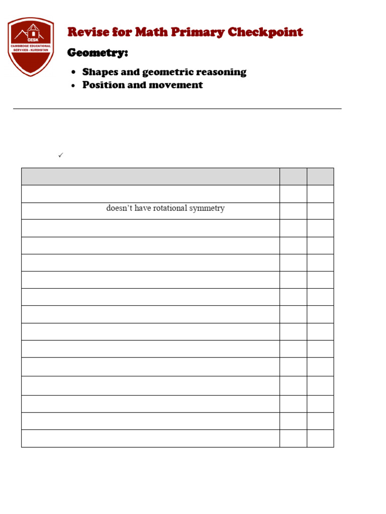Primary Checkpoint Revise Math Package 3 PDF | PDF | Shape | Triangle