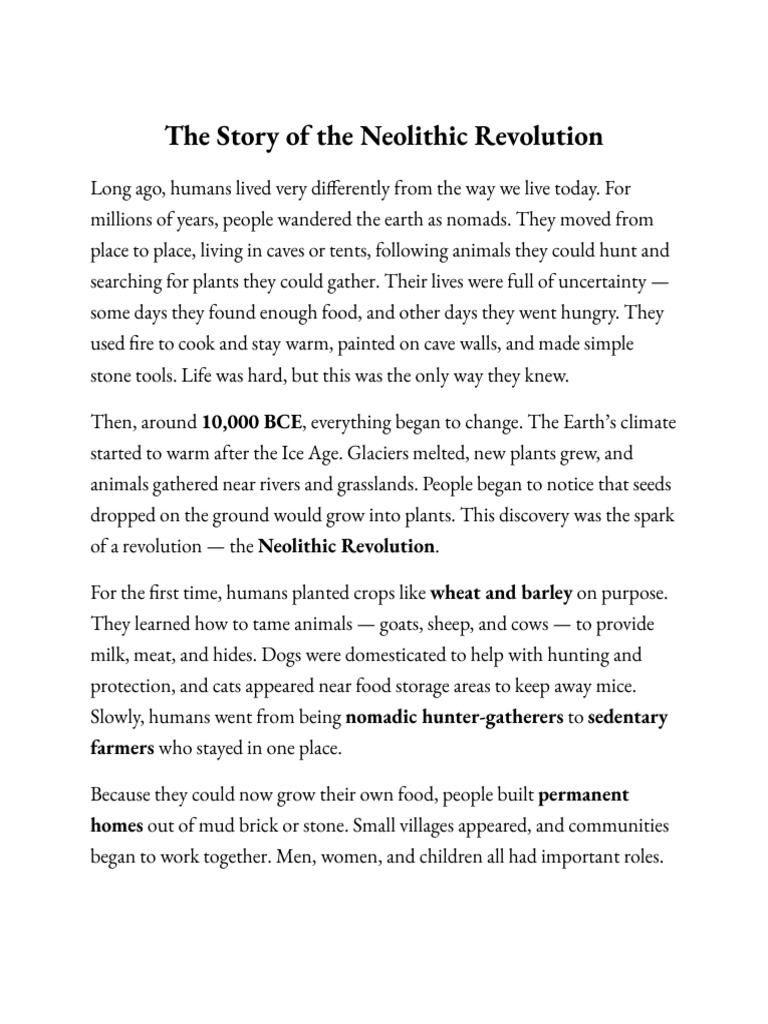 The Story of The Neolithic Revolution | PDF | Neolithic | Agriculture
