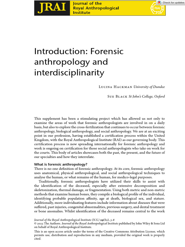 Royal Anthropological Inst - 2023 - Hackman - Introduction Forensic ...