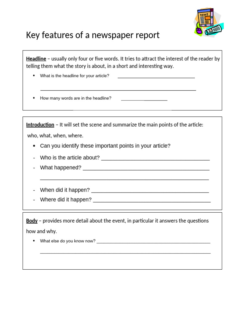 Key Features of Newspaper Reports | PDF | Verb