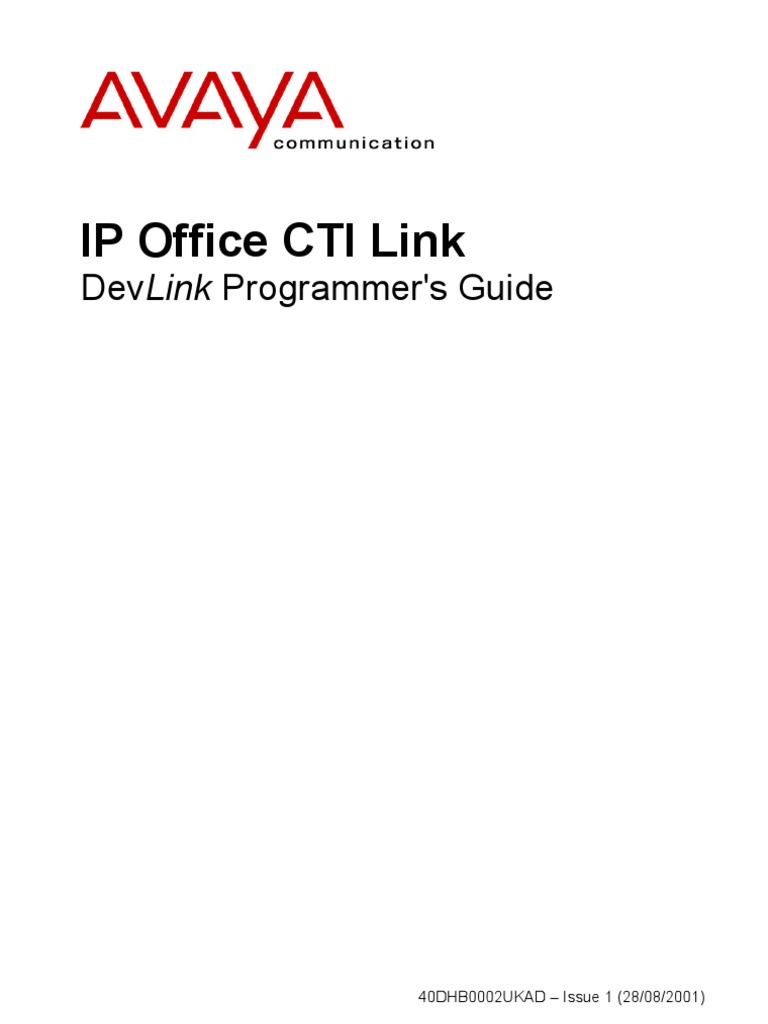 Ip Office Cti Link: Devlink Programmer'S Guide | PDF | Library (Computing) | Digital Technology