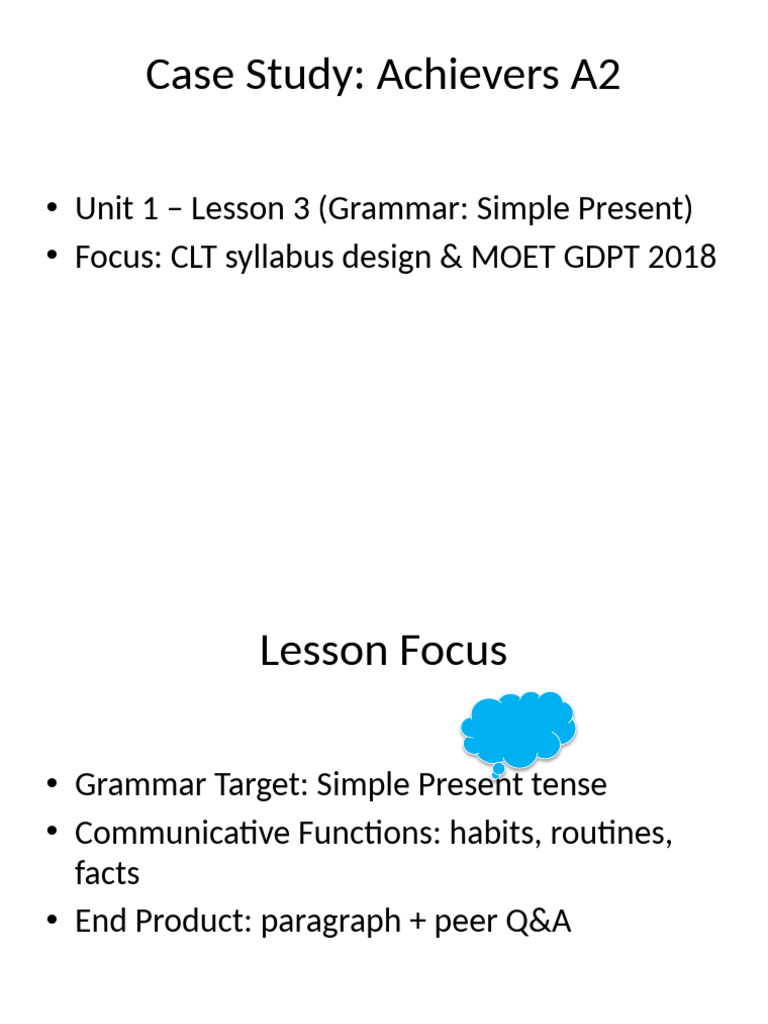 Achievers A2 Grammar Case Study Handout | PDF