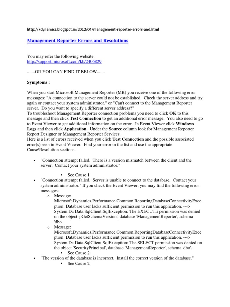 Management Reporter Errors and Resolutions: A Comprehensive Guide to ...