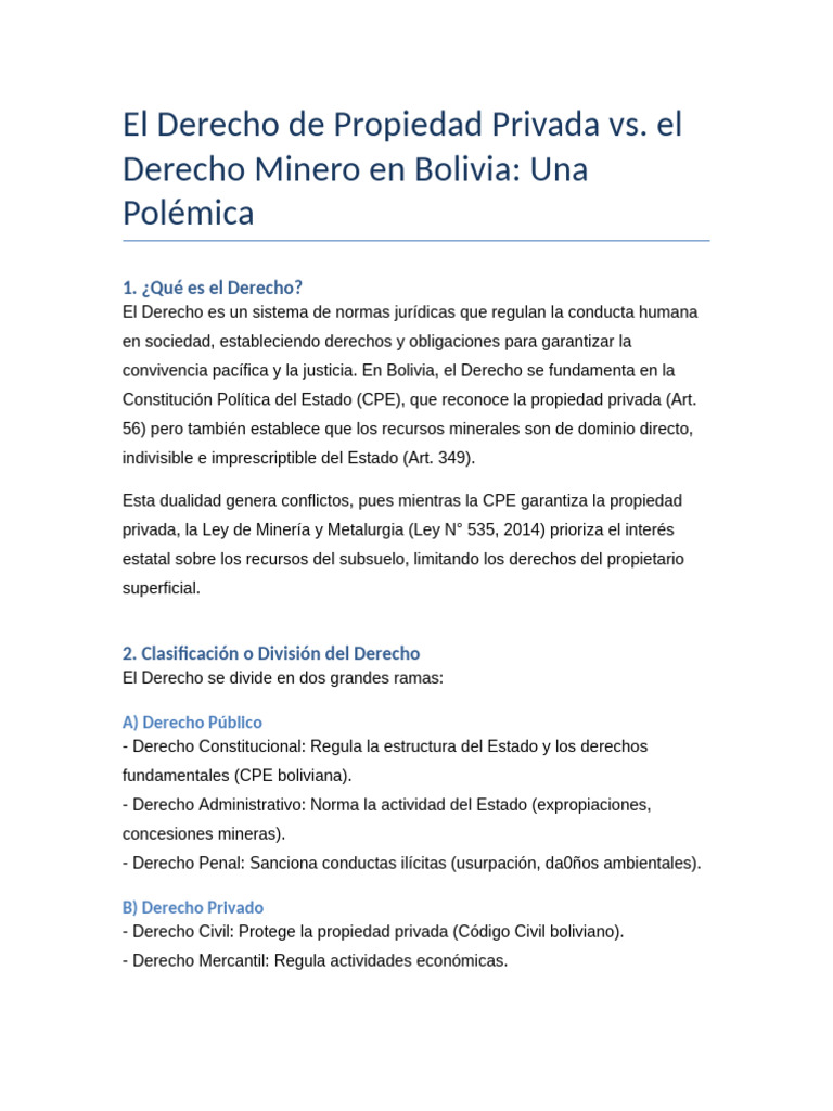 Derecho Vs Mineria Bolivia | PDF | Minería | Bolivia