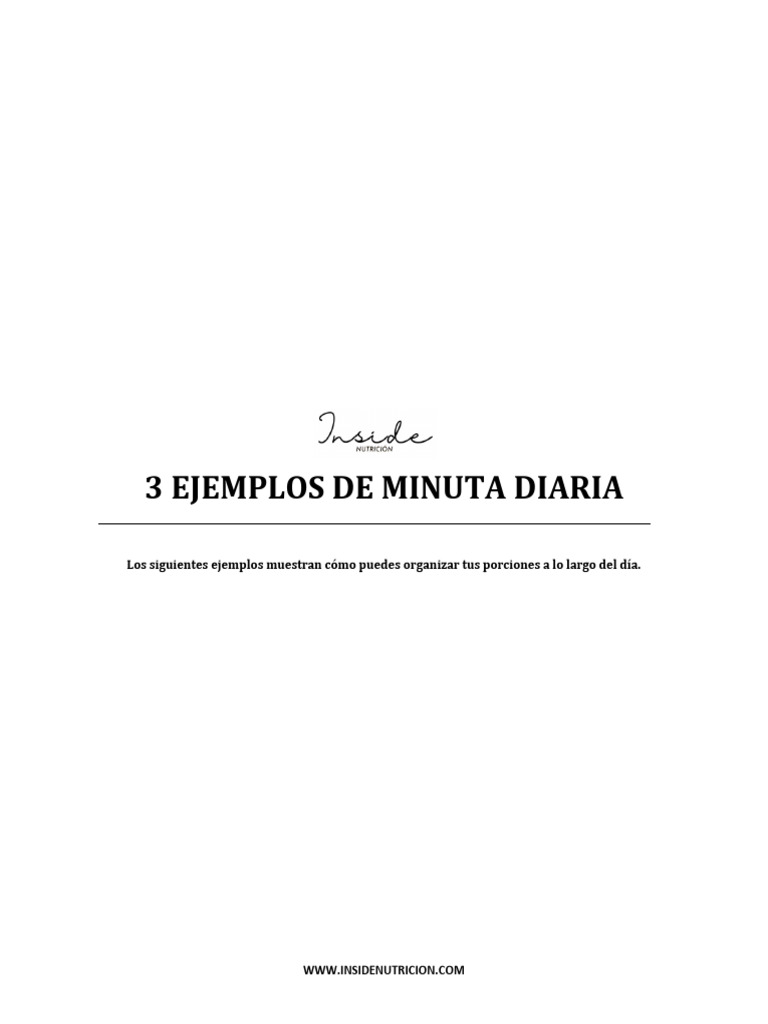 Ejemplos de Minuta Diaria Nutricional | PDF | Panes | Cocinando