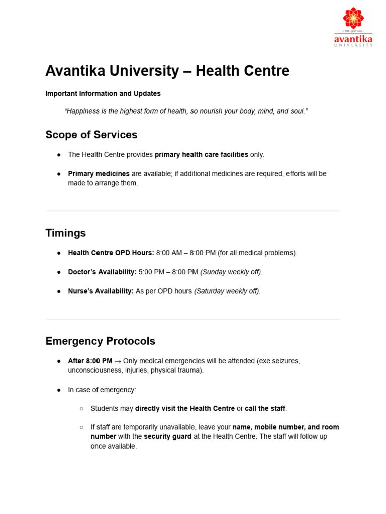 Notice - Health Center | PDF
