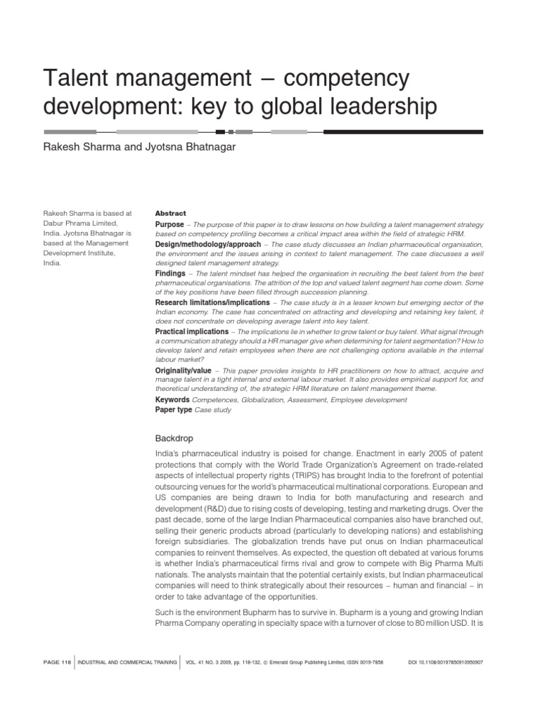Talent Management - Competency Development: Key To Global Leadership ...