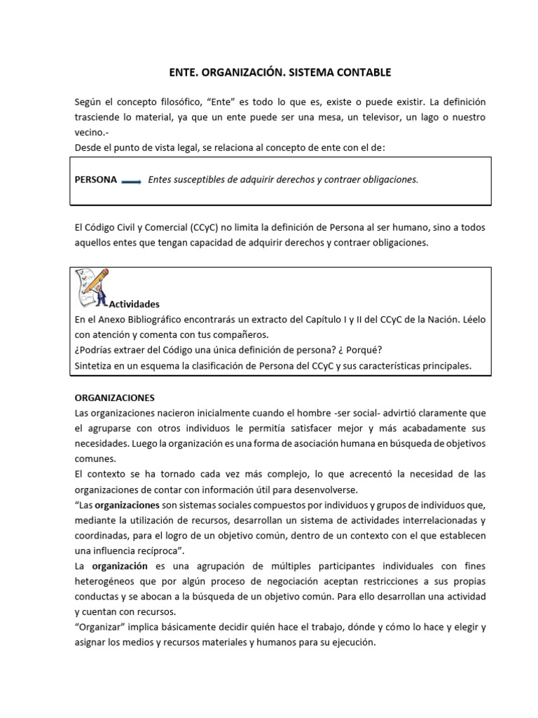 Ente Organizacion Sistema Contable | PDF | Contabilidad | Business
