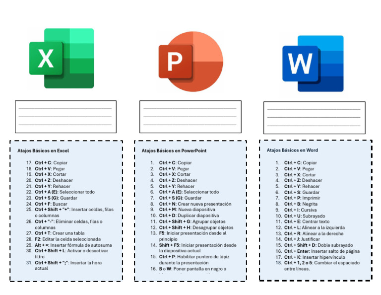 Atajos Esenciales en Excel, PowerPoint y Word | PDF