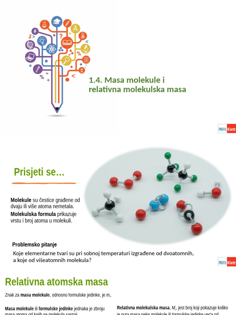 1.4. Masa Molekule I Relativna Molekulska Masa | PDF