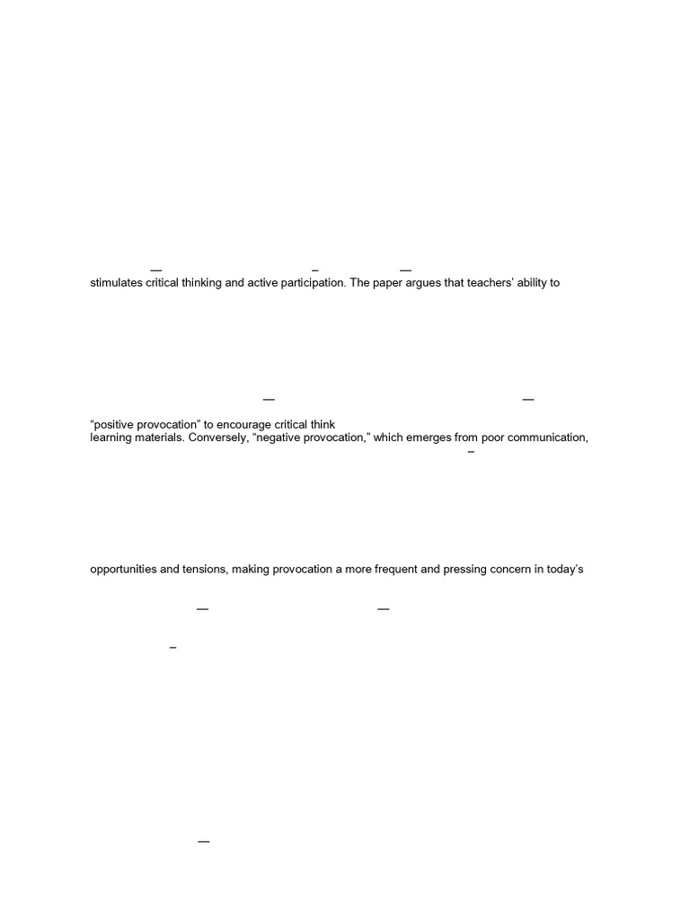 Managing Provocation in Education | PDF | Pedagogy | Learning