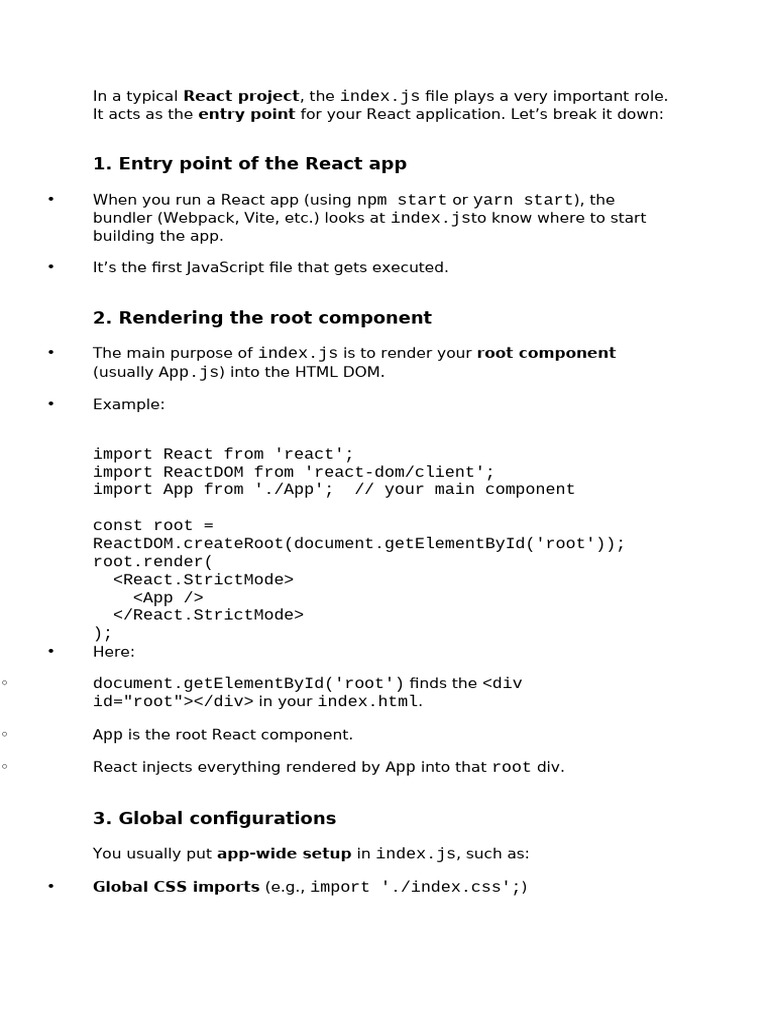 Role of ReactDOM and Index - Js | PDF | Document Object Model | Computing