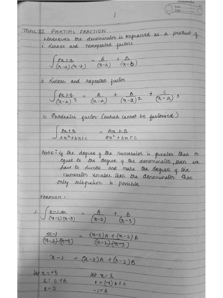 Partial Fraction Notes | PDF