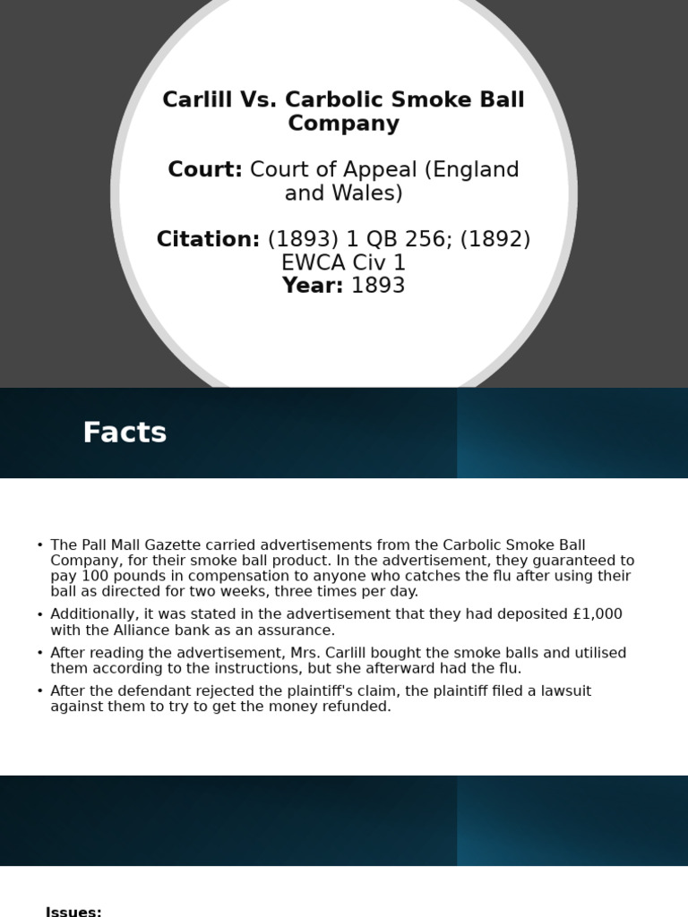 1 Carlill vs. Carbolic Smoke Ball Company, 1893 | PDF