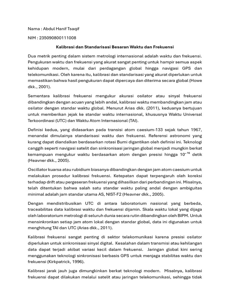 Abdul Hanif Tsaqif - Tugas 3 - Standarisasi Dan Kalibrasi | PDF