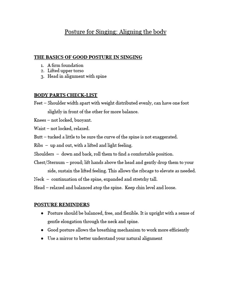 Posture For Singing | PDF