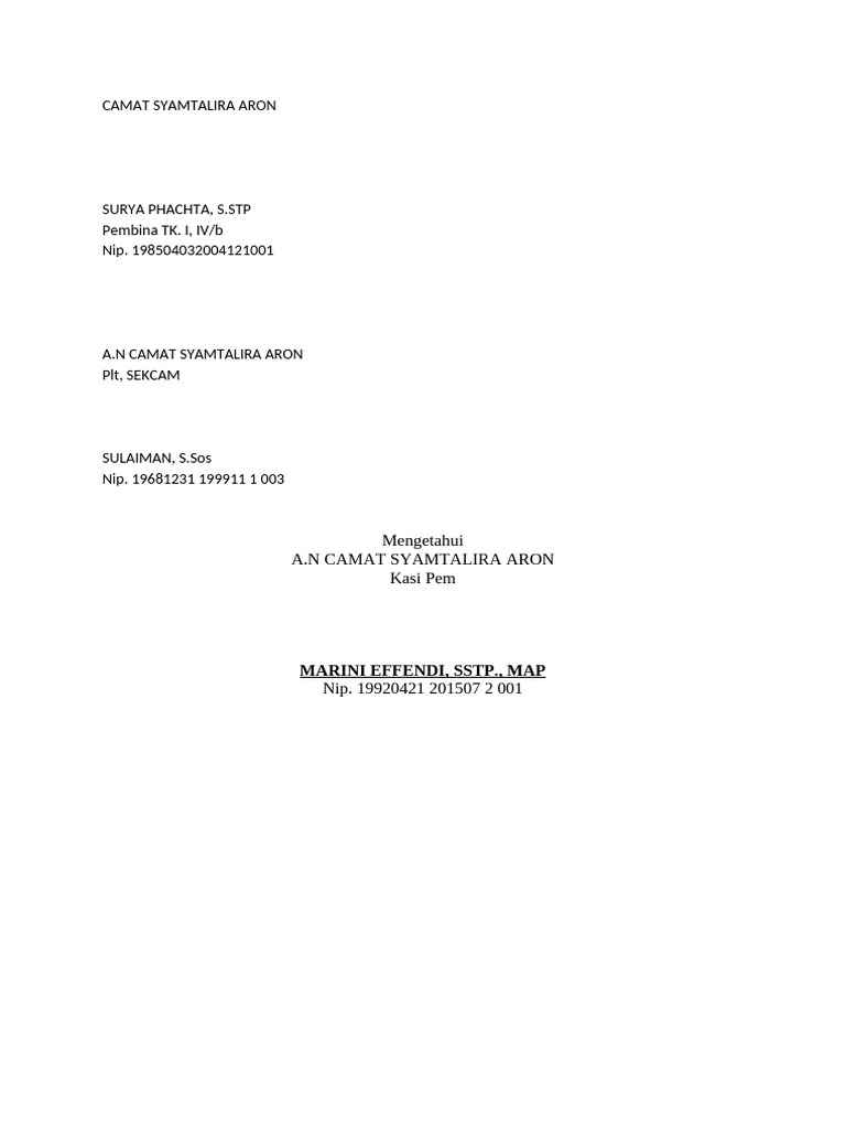 Nama Camat | PDF
