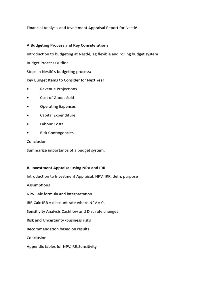 Nestlé Financial Analysis & Investment Appraisal | PDF