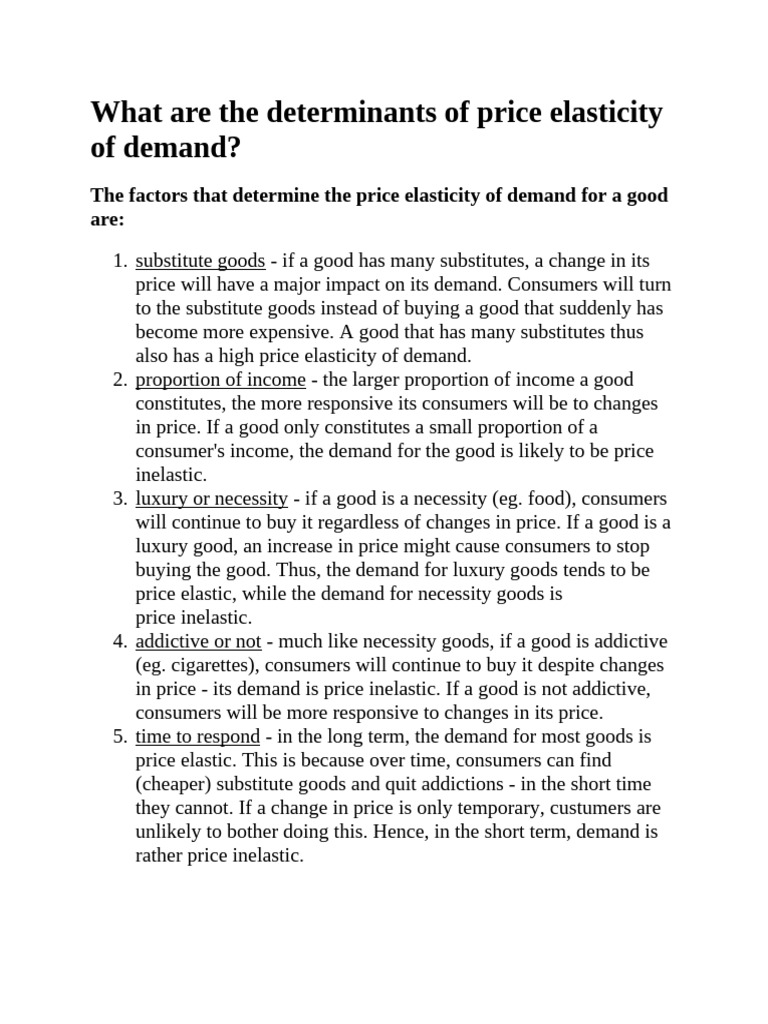 What Are The Determinants of Price Elasticity of Demand-22 | PDF