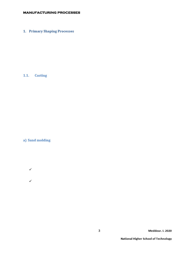 Overview of Primary Shaping Processes | PDF | Casting | Metalworking