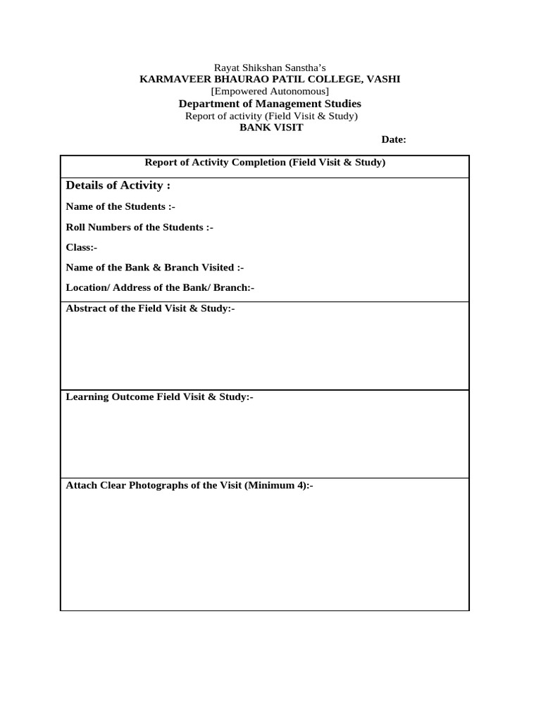 Bank Visit Report - Management Studies | PDF