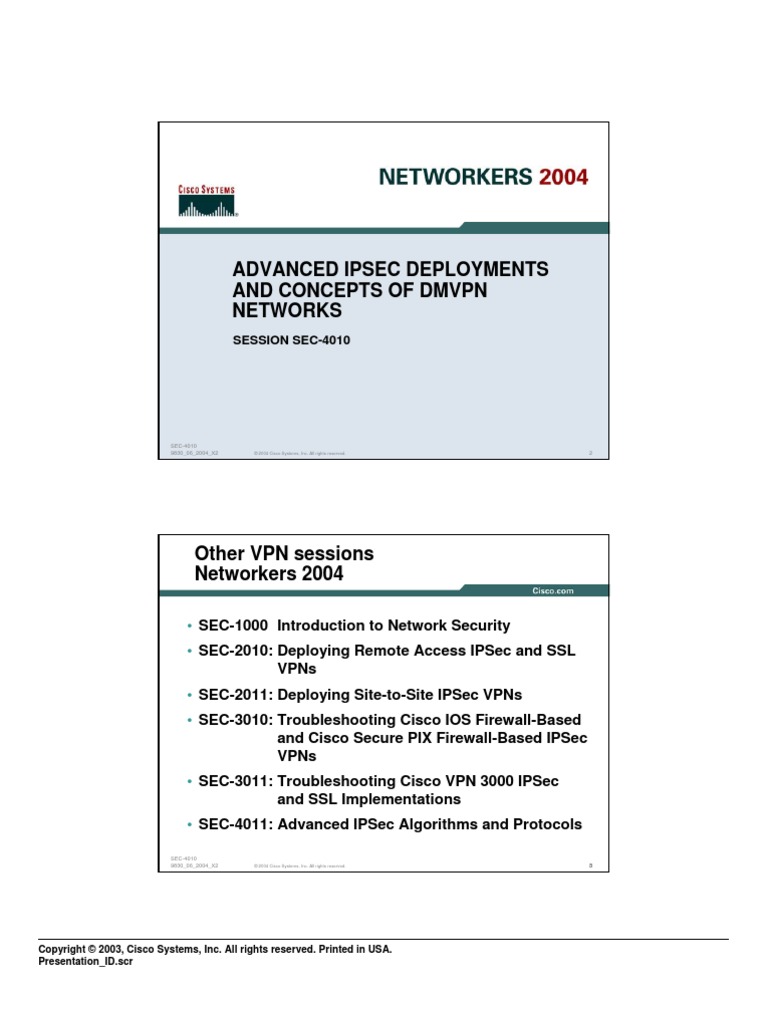 Advanced Ipsec Deployments and Concepts of DMVPN Networks: Session Sec ...