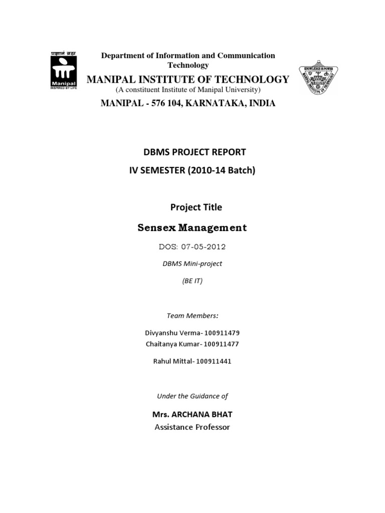Dbms Project Report On SENSEX MANAGEMENT | PDF | User (Computing) | Databases