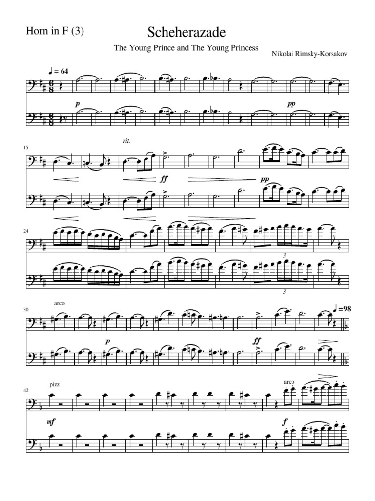 Scheherazade Third Movement-Horn in F | PDF | Compositions For ...
