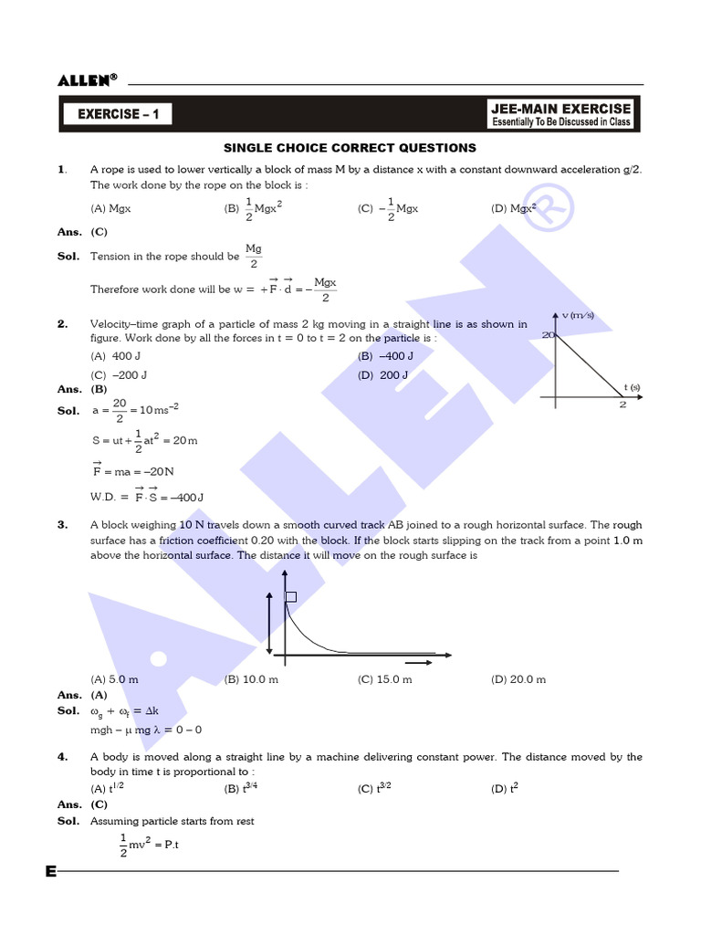 UNIT-2 4 WPE Exercise Sol - 1to 5 | PDF | Force | Acceleration