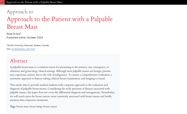 Evaluating Palpable Breast Masses | PDF