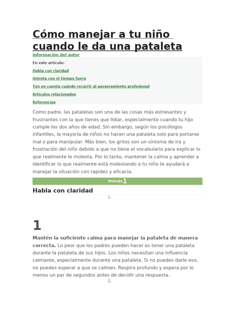 Cómo Manejar A Tu Niño Cuando Le Da Una Pataleta | PDF | Ira | Sicología