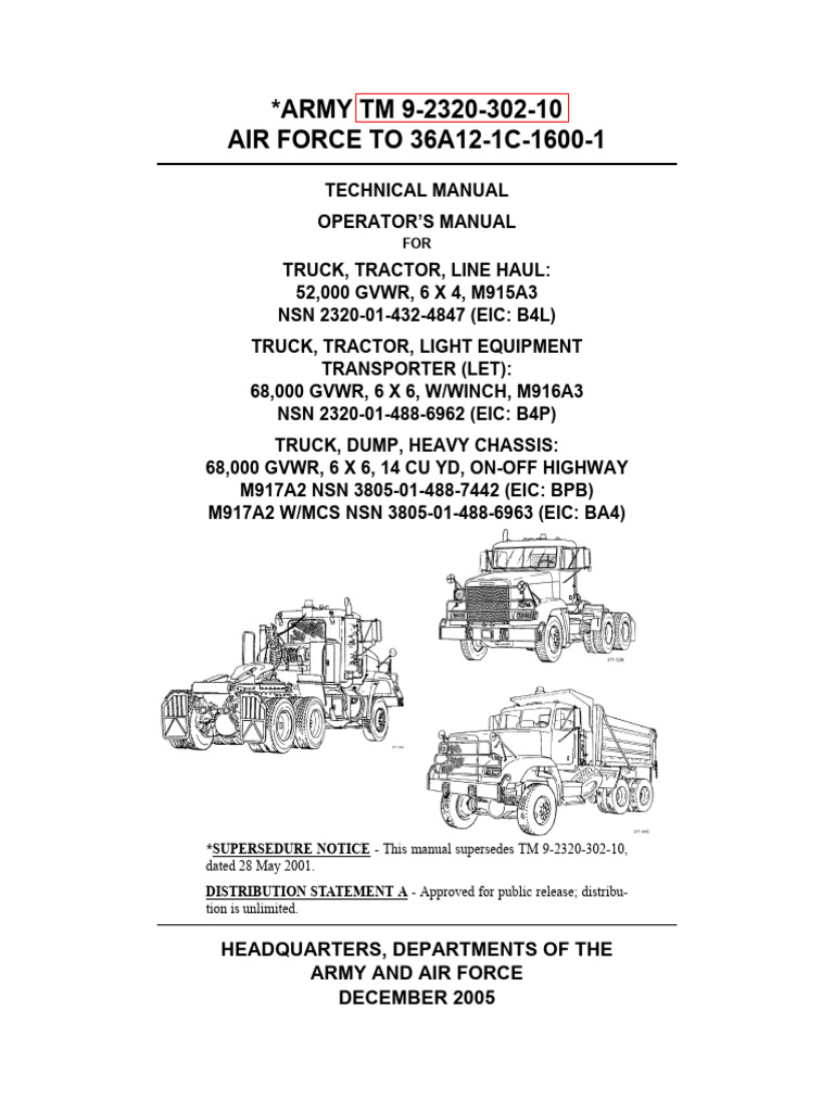 Operator's Manual for M915A3 and M916A3 | PDF | Exhaust Gas | Vehicles