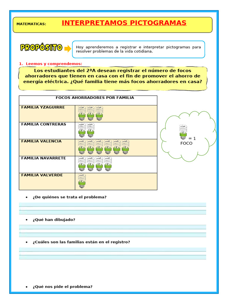U6 s2 Ficha d4 Mat Interpretamos Pictogramas | PDF