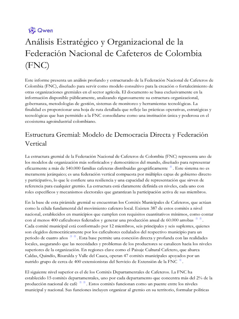 Análisis Estratégico y Organizacional de La Federación Nacional de ...