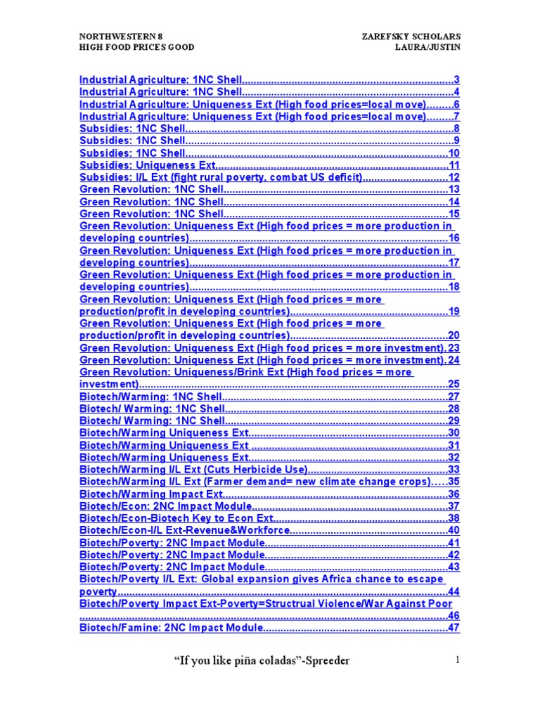 Da Food Prices Good DA | PDF | Agricultural Subsidy | Green Revolution